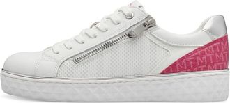 Marco Tozzi Damen Sneaker flach mit Reißverschluss Vegan, Weiß (White/Silver), 40 EU