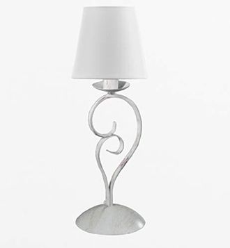 Onli Tischleuchte aus Metall weiß Antik-Optik und Lampenschirm 6 W