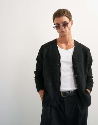 Topman gilet en maille bross&eacute;e coupe classique noir