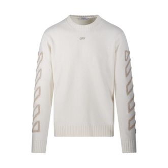 Off-white Diag Arrow Fuzzy Knit Rundhals-Pullover - - Knitwear - Herren - Wei&szlig; - L