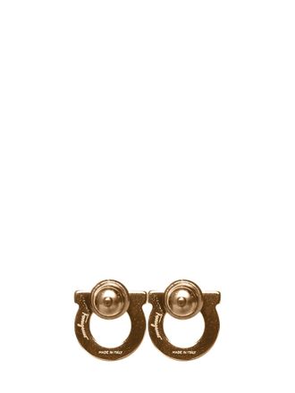 Ferragamo Womens Earrings Gancini Gold-Tone Rhinestones Glass Fibre