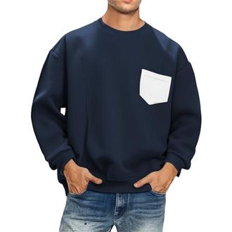 Generic Sweat-shirt &agrave; manches longues pour homme - Col rond - L&eacute;ger - Couleur unie - T-shirt &agrave; manches longues - Basique - Loisirs - Sport - Chaud et respiran