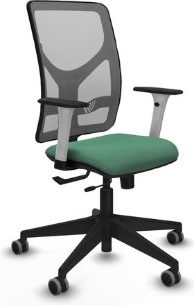 Piqueras y Crespo B&uuml;rostuhl aus Netzstoff mit wei&szlig;en und schwarzen Armlehnen, h&ouml;henverstellbare Lendenwirbelst&uuml;tze, ausgestattet mit Syncro/Traslack und Schneideschaum,