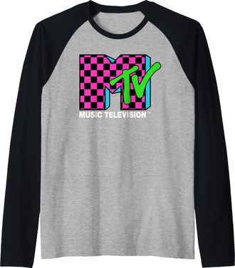 Giesswein Klassisches MTV-Logo, rosa und blaues Karomuster Raglan