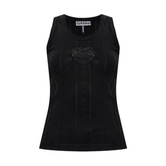 Ganni Femme, Tops, Noir, Taille: 42 FR Hauts sans manches