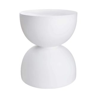 Butlers Beistelltisch und Hocker, rund in Wei&szlig; -ARTISTA- Design Kleiner Tisch und Sitzhocker aus stabilem Kunststein | moderner und minimalistischer Stil