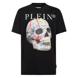 Philipp Plein Homme, Tops, Noir, Taille: XL T-Shirt Col Rond MC Skull