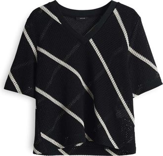 OPUS Buntes Damen Sweatshirt Klassischer Schnitt - - Tops - Damen - Schwarzk - S
