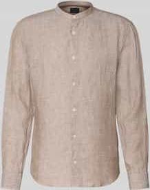 Olymp Level 5 Slim Fit Leinenhemd aus reinen Leinen mit Stehkragen