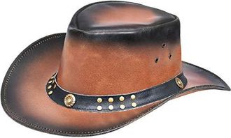 Infinity Leather Chapeau Australien en Fausse Fourrure Fum&eacute; de Style Western Marron S