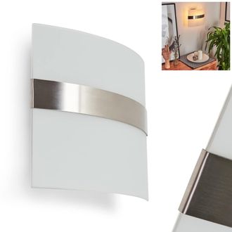 HOFSTEIN Wandleuchte Avellino, Wandlampe aus Glas/Metall in Stahl geb&uuml;rstet, Wandspot m. Up&Down-Effekt, 1-flammig, 1 x E27, Wandstrahler m. Lichteffekt, ohne 