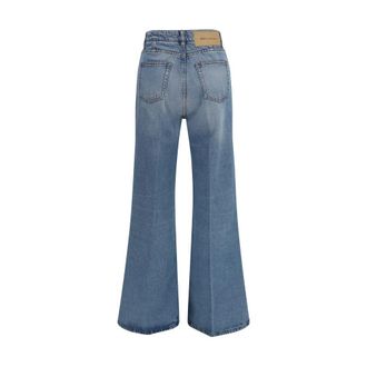 Ami Flared Washed Denim Jeans - Blue