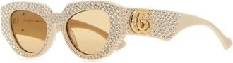 Gucci Kristallverzierte Cat-Eye-Sonnenbrille - - Accessories - unisex - Beige - ONE SIZE