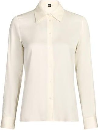 HUGO BOSS Chemise droite &agrave; col classique en soie m&eacute;lang&eacute;e