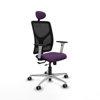 Piqueras y Crespo Schreibtischstuhl mit wei&szlig;en und schwarzen Armlehnen, h&ouml;henverstellbarer Lendenwirbelst&uuml;tze und festem Kopfteil, ausgestattet mit Syncro/Traslack. Sch