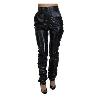 Dolce & Gabbana Femme, Pantalons, Noir, Taille: 36 FR Leather Pantalons