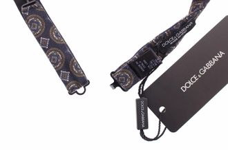 Dolce & Gabbana Mens Blue Silk Baroque Fantasi Tied Bow Tie Papillon Polyamide
