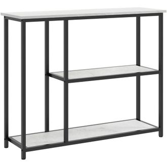 HOMCOM Console meuble - HOMCOM - 3 niveaux - plateaux en effet marbre - cadre en acier - 100 x 30 x 80 cm - blanc