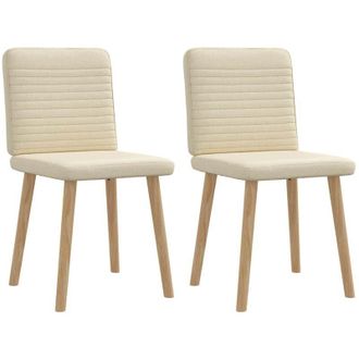 vidaXL Vidaxl - Chaises &agrave; manger lot de 2 cr&egrave;me tissu