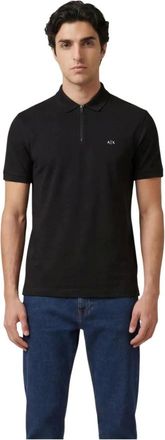 A|X Armani Exchange Homme, Tops, Bleu, Taille: M Polo &agrave; Manches Courtes avec Fermeture &Eacute;clair et Col Rond