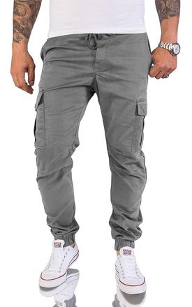 Rock Creek Herren Cargohose Chinohose Outdoor Herrenhose Tapered Jogging Pants Hose mit Taschen Beintaschen M&auml;nner H-179 Grau W38 L32