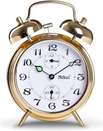 Mebus R&eacute;veil m&eacute;canique pour ascenseur avec sonnerie classique, voyants lumineux - aucun style plus r&eacute;tro nest possible/Couleur : dor&eacute;, Or