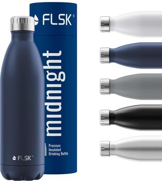 FLSK Trinkflasche - Premium Edelstahl Thermosflasche - 100 % auslaufsicher & kohlens&auml;uregeeignet - h&auml;lt 24 h kalt & 18 h hei&szlig; - BPA-frei (midnight, 750 ml)