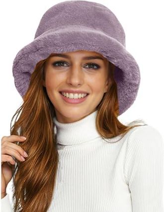 Lina & Lily Chapeau Bob Femme Homme en Fausse Fourrure (Violet P&acirc;le)