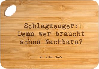 Mr. & Mrs. Panda Bambus - Schneidebrett Spruch Schlagzeuger Spruch - Geschenk, Geschenkideen, Rhythmus, Holzbrett K&uuml;che, Musik, Fr&uuml;hst&uuml;cksbrett