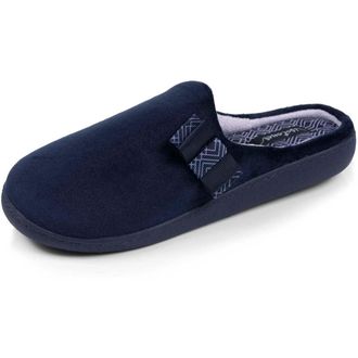 Isotoner Chaussons mules ergonomiques Femme Marine noeud graphique