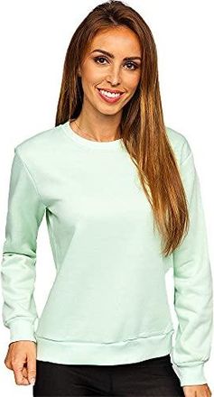 BOLF Femme Sweat-Shirt Sweat Manches Longues Temps Libre Sport Fitness Outdoor Basic Casual Style W01 Menthe L [A1A]