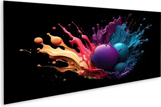 Islandburner Prime Bild auf Leinwand Farbexplosion Regenbogen Bunte Farbe Spritzen Isoliert Schwarz Bilder Wandbilder Poster