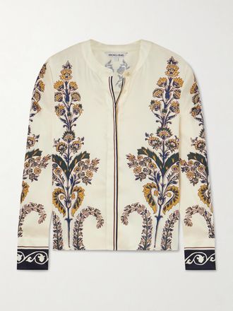 Veronica Beard Hoku Bluse Aus Gl&auml;nzendem Twill Mit Blumenprint - Ecru