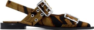 Ganni Femme, Chaussures, Brun, Taille: 37 EU Mini sac cabas en cuir textur&eacute;