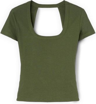 Motivi Geripptes Jersey-T-Shirt mit Cut-out - - Blouses & Shirts - Damen - Gr&uuml;n - L