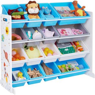 Songmics Songmics - Meuble de Rangement Enfant, Organisateur Jouets 4 Niveaux, &Eacute;tag&egrave;re avec 16 bacs en Plastique Amovibles, pour Chambre denfant, Salle de
