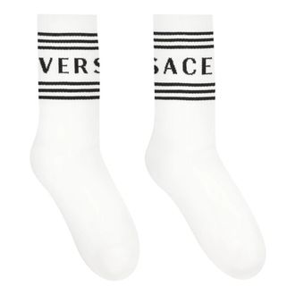 Versace Logo Intarsia Baumwollsocken - - Underwear - Herren - Wei&szlig; - S