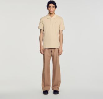 Sandro Polo en coton &agrave; logo cuir