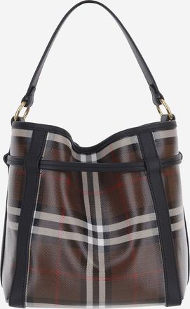Burberry Womens Shield Shoulder Bag Chocolate Brown Cotton