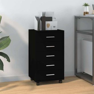 vidaXL Schubladenschrank mit Rollen Schwarz Holzwerkstoff Vidaxl