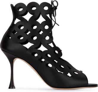 Manolo Blahnik Femme, Chaussures, Noir, Taille: 36 EU Taralo Cut-Out Stiletto Heel Sandales