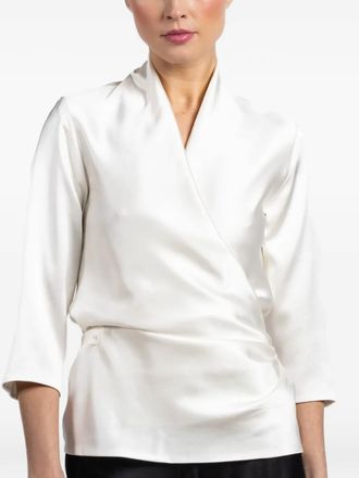 Peter Cohen three-quarter wrap blouse - Wei&szlig;