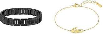 Lacoste Bracelet à Maillons pour Homme Collection METROPOLE Embelli avec motif petit piqué - 2040119 & Bracelet en Chaîne pour Femme Collection CROCODILE - 20