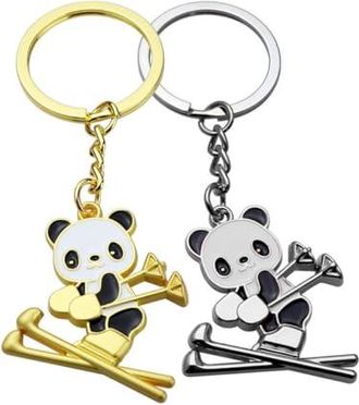OSALADI Lot de 2 Porte-cl&eacute;s Panda Suspendus D&eacute;coratifs, Ornement Dor&eacute; et Argent&eacute;, Pendentifs Animaux L&eacute;gers et Robustes pour Cl&eacute;s, Paquet et Cartables, Pr&eacute;sen