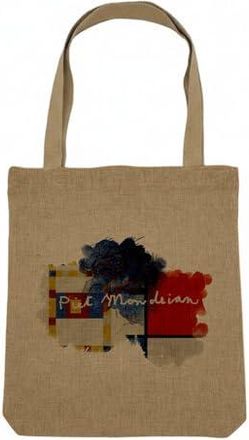 Fabulous Sac Shopping Tote Bag Aspect Lin - Mondrian Signature Peinture Peintre Artiste Cubism Abstract De Stijl - Sac de Courses Toile Epaisse 360g Beige Natu