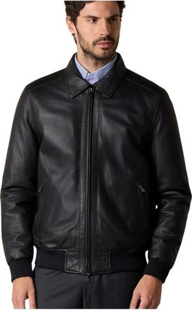 Brooks Brothers Homme, Vestes, Noir, Taille: L Blouson Aviateur en Cuir