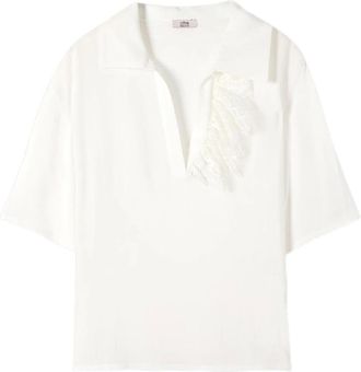 Oltre Femme, Blouses et Chemises, Blanc, Taille: 40 FR Blouse Polo