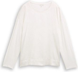 Tom Tailor Langarmshirt T-Shirt Loose Fit Langarmshirt im Material-Mix