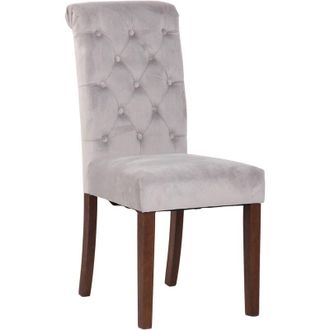 Clp Chaise de salle à manger Lisburn avec Pieds en bois de caoutchouc Gris Velours