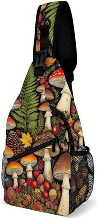 Generic Sacoche Homme Bandouliere Feuilles de champignons dautomne Mode Sac Bandouli&egrave;re Multifonction Sac DEpaule pour Femme Homme Cyclisme